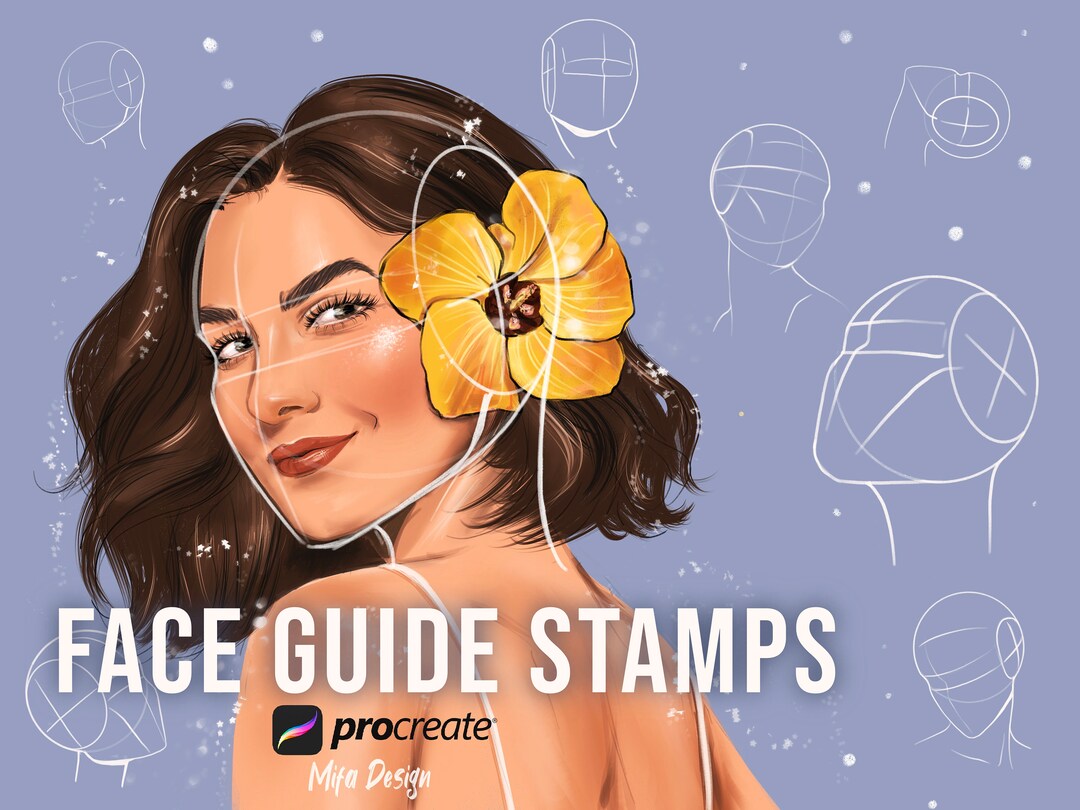 NEW ! 23 Procreate Face Portrait Guide Brushes, Face Shape Brushes ...