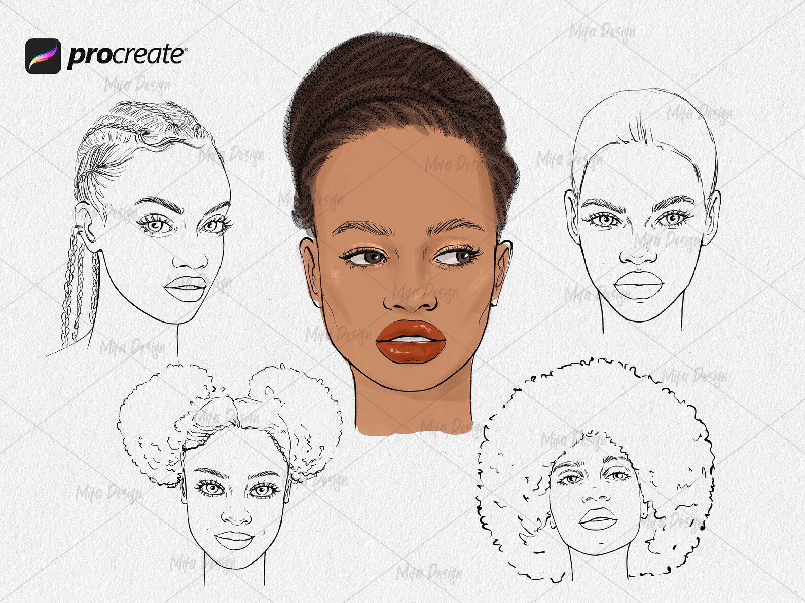 15 Procreate Face Brushes Stamps Face Shape Brushes Portrait - Etsy