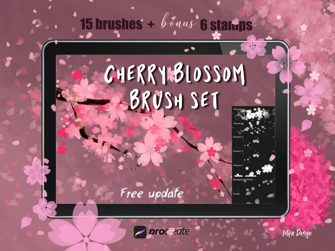 Cherry Blossom Brushes Procreate, Sakura Brushes, Procreate Brushes ...