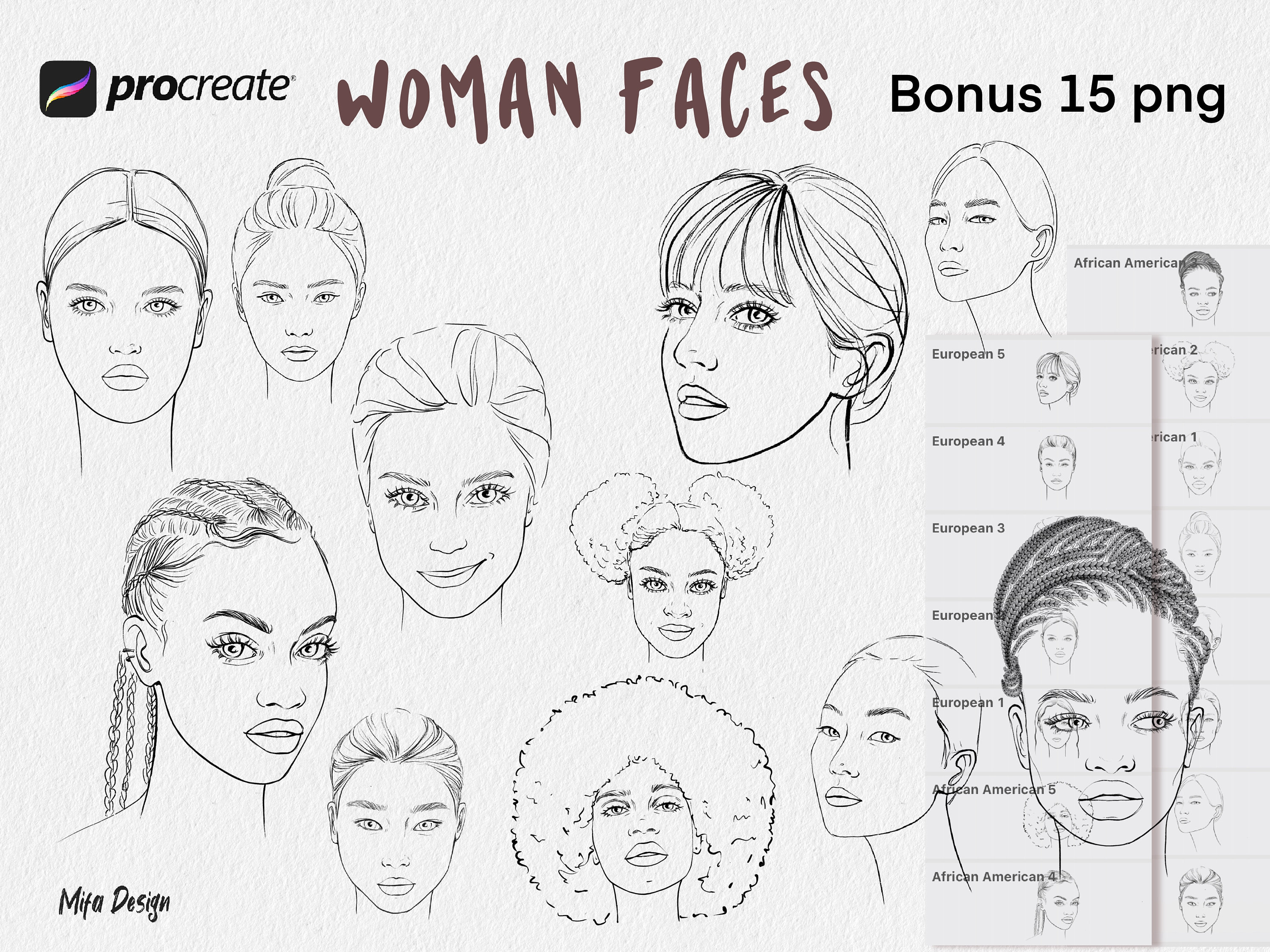 15 Procreate Face Brushes Stamps Face Shape Brushes Portrait - Etsy