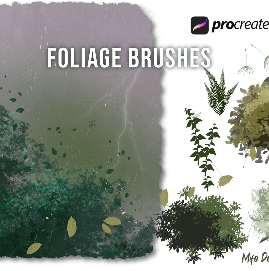 Procreate Foliage Brushes, Flower Brush, Procreate Leaves Brush Pack ...