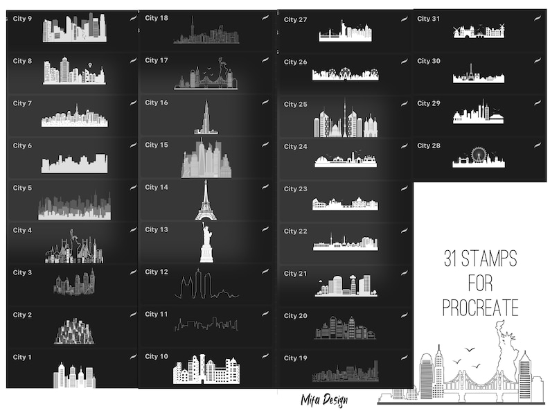 City Skyline Brushes Procreate Procreate Brushes City - Etsy