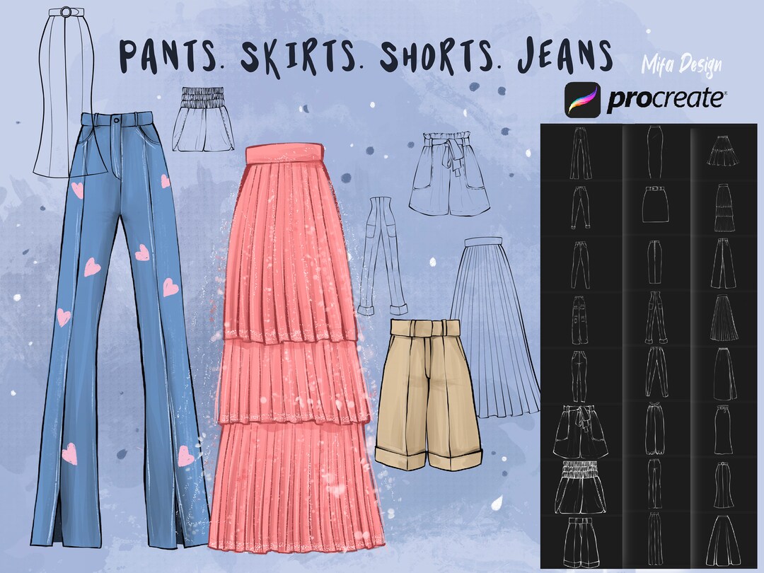24 Clothes Procreate, Pants Brushes, Skirts Brushes, Shorts Brushes ...