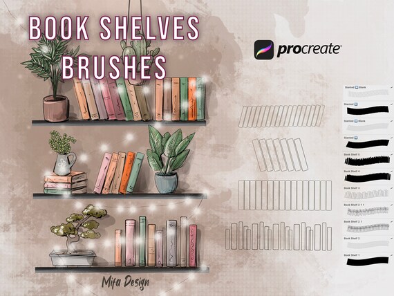 11 Book Shelves Brushes Procreate Book Procreate - Etsy