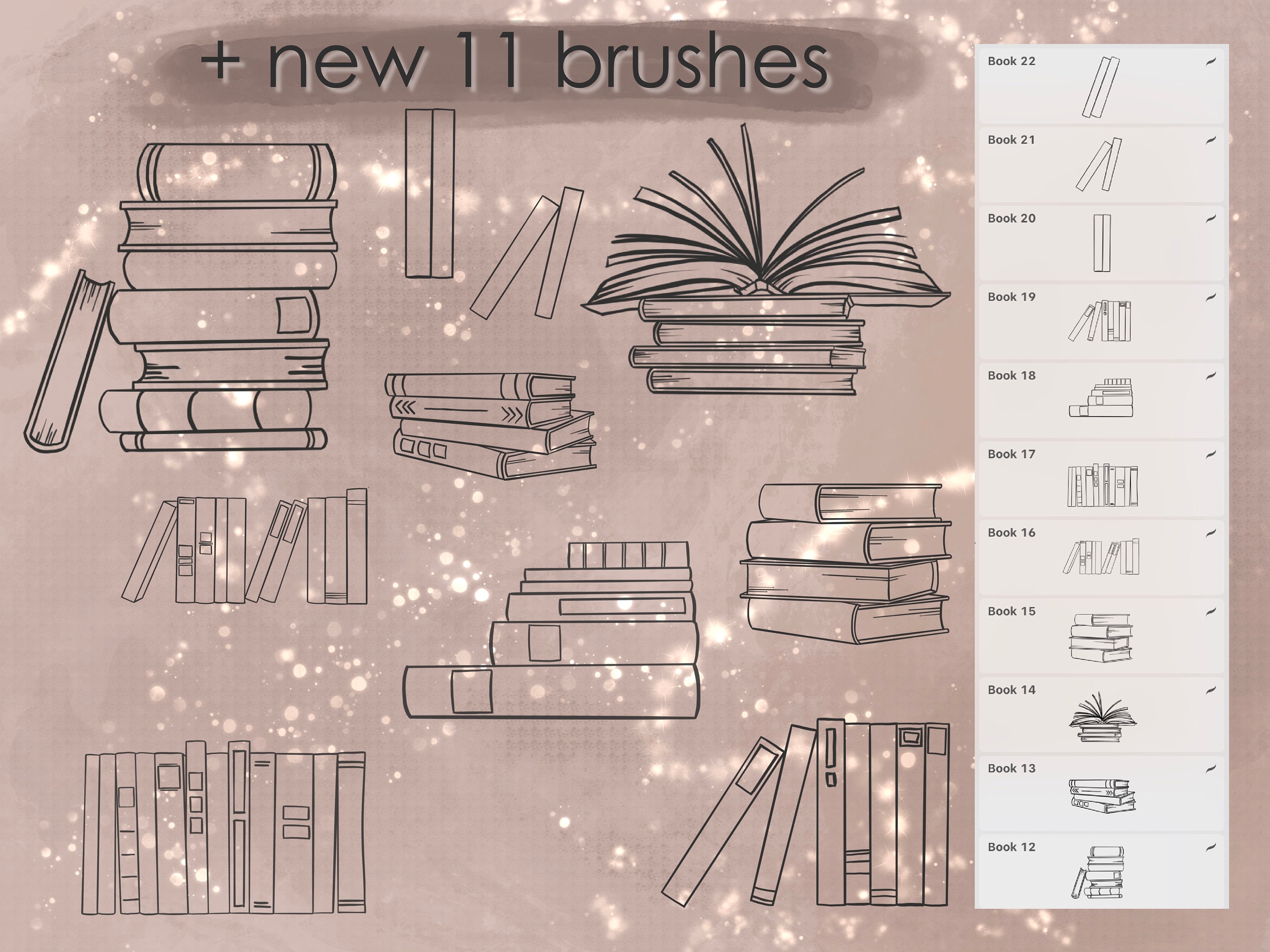 Book Set. Book Brushes Procreate Book Stamps Procreate - Etsy