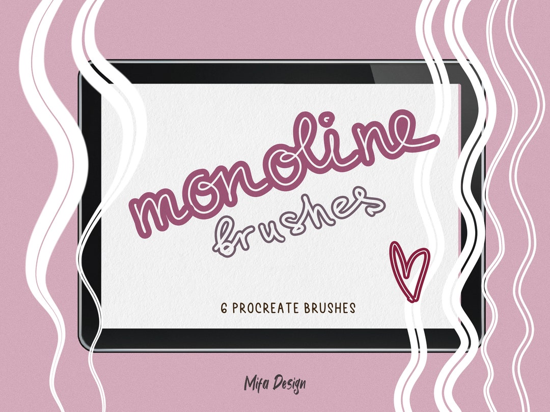 6 Outline Procreate Brush Mono Line Brush Lettering - Etsy
