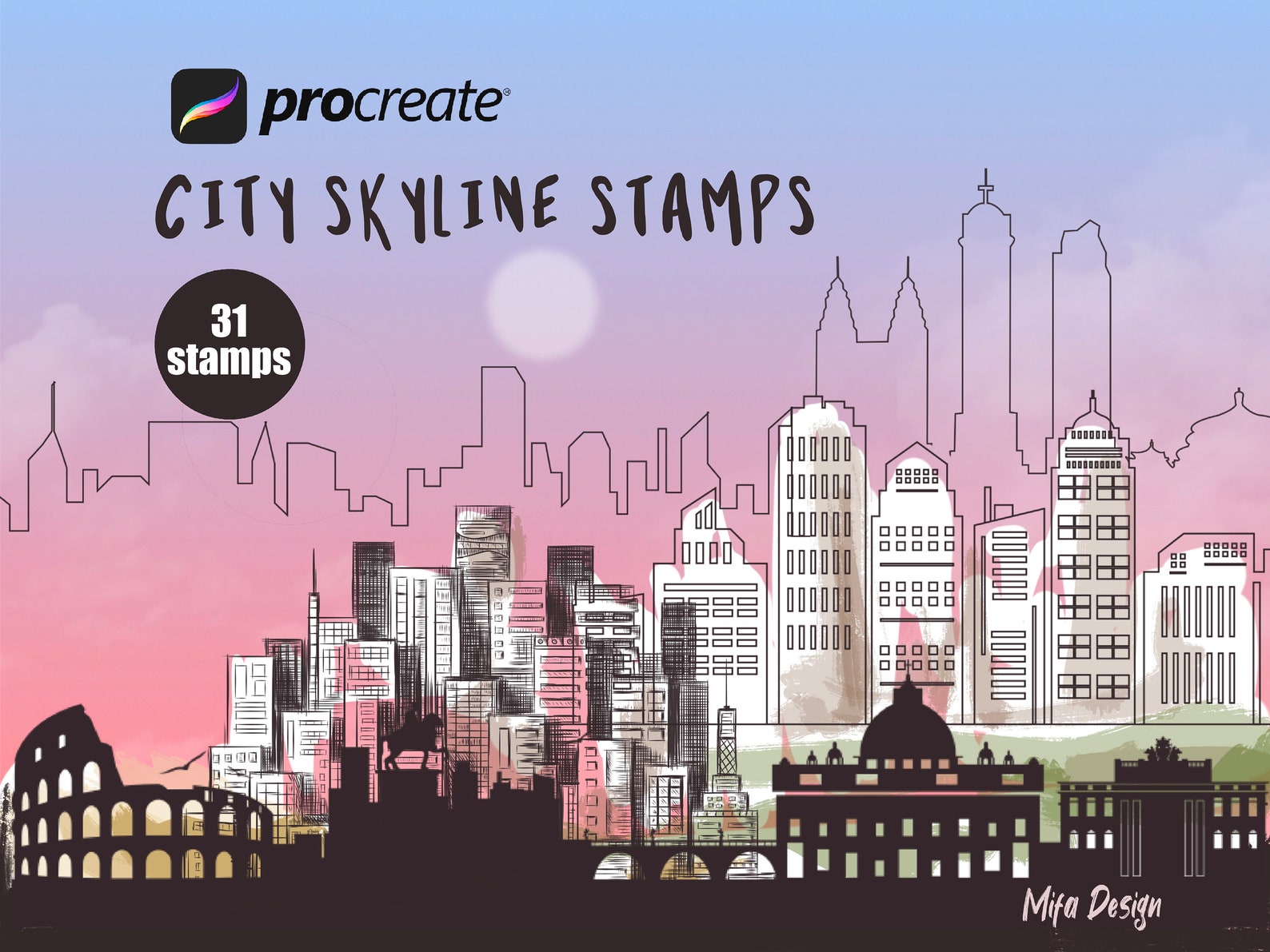 City Skyline Brushes Procreate Procreate Brushes City - Etsy