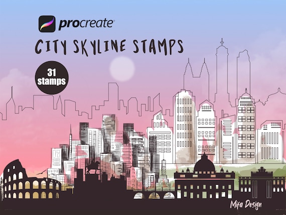 Cityscape Silhouette Brushes 100+ City Skyline Procreate Brush Set