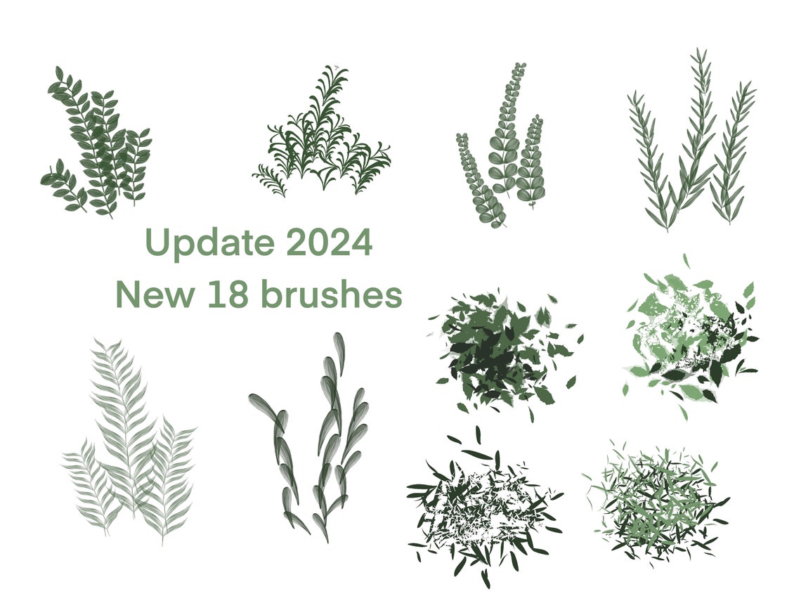 Procreate Foliage Brushes, Flower Brush, Procreate Leaves Brush Pack ...