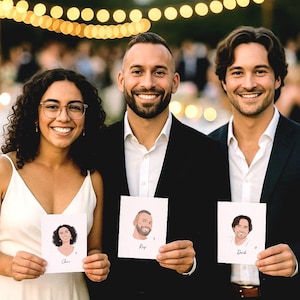 Guest Place Cards With Hand Drawn Portraits, Personalized Wedding Table ...