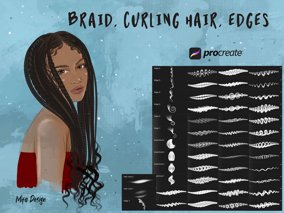 51 Procreate Hair Braid Brushes Hair Edge Procreate | Etsy