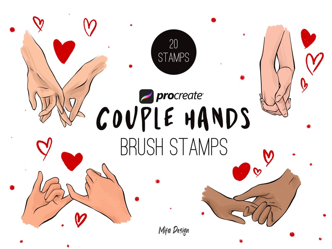 Hand Couple Stamps Procreate Brushes, Portrait Guide Procreate Brushes ...