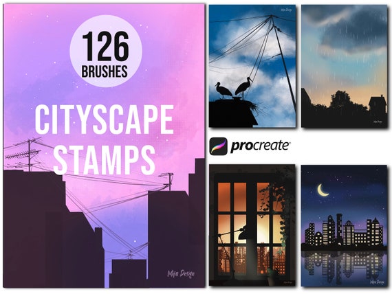 126 Procreate Cityscape Brush Cityline Brush Snow Brush Sky - Etsy
