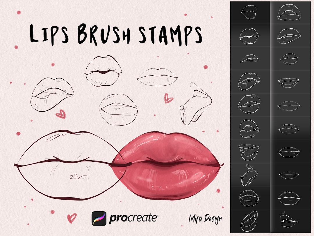 20 Procreate Lips Brushes, Lips Stamp Set, Procreate Brush Pack, Face ...