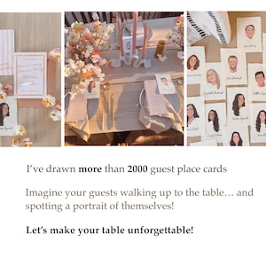 Guest Place Cards With Hand Drawn Portraits, Personalized Wedding Table ...