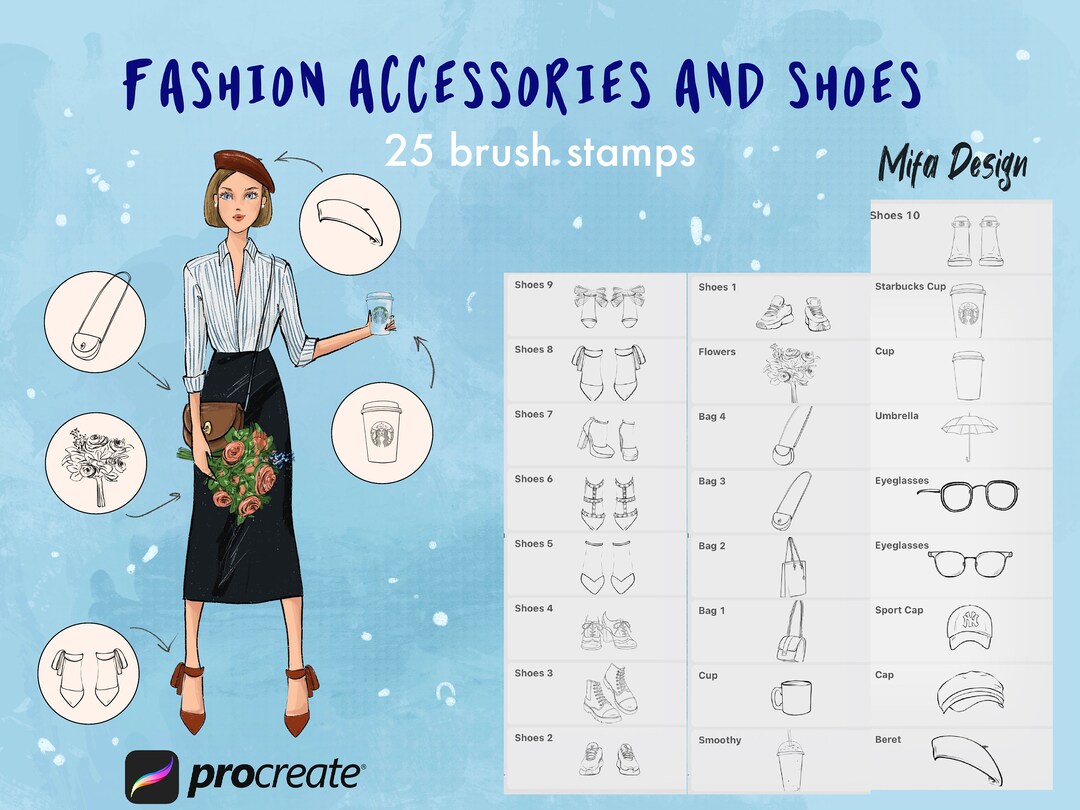 25 Accessories Procreate Brush Stamps Shoes Procreate Boots - Etsy