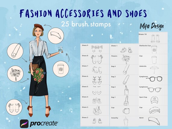 25 Accessories Procreate Brush Stamps Shoes Procreate Boots | Etsy