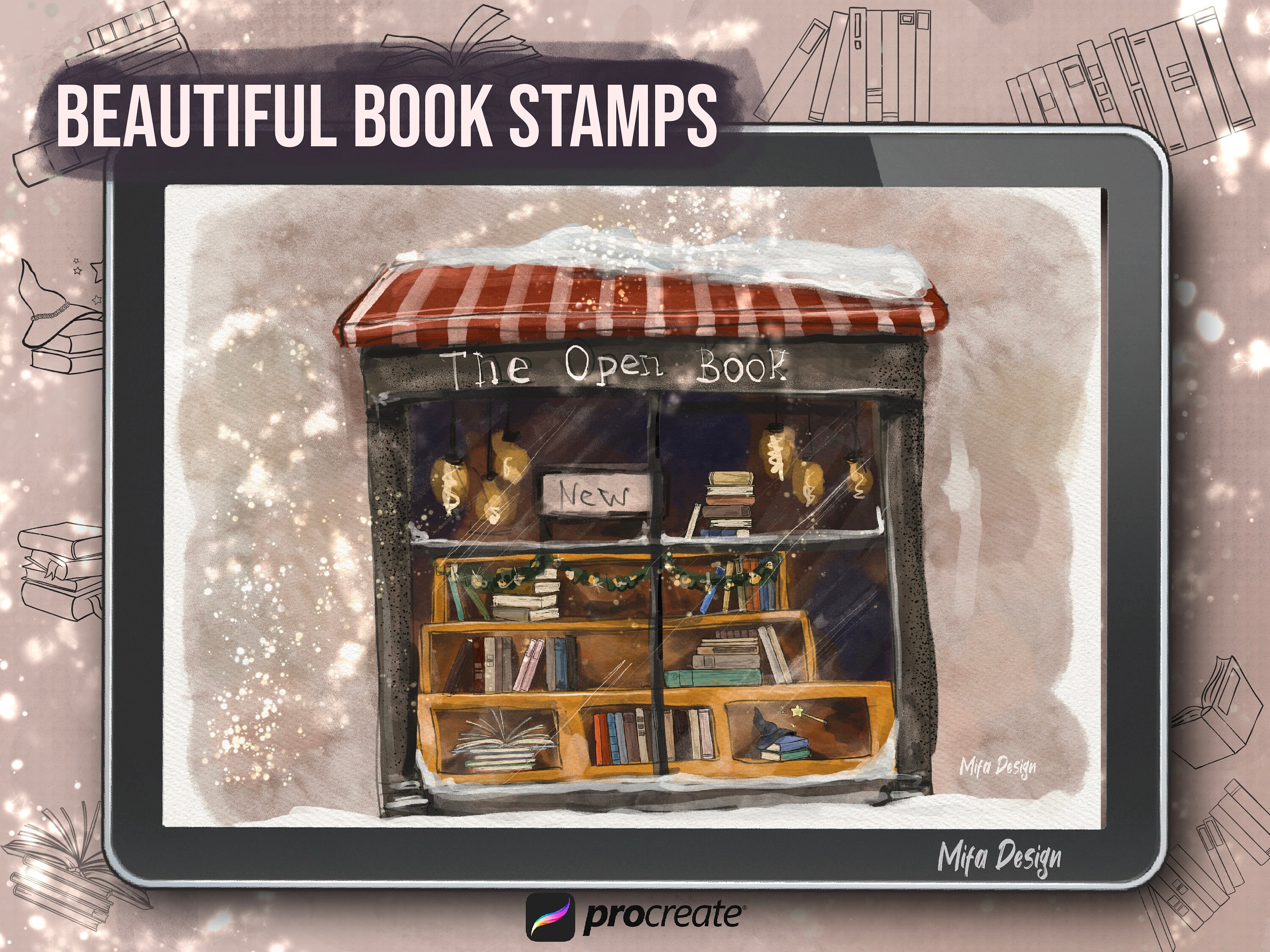Book Set. Book Brushes Procreate, Book Stamps Procreate, Procreate ...