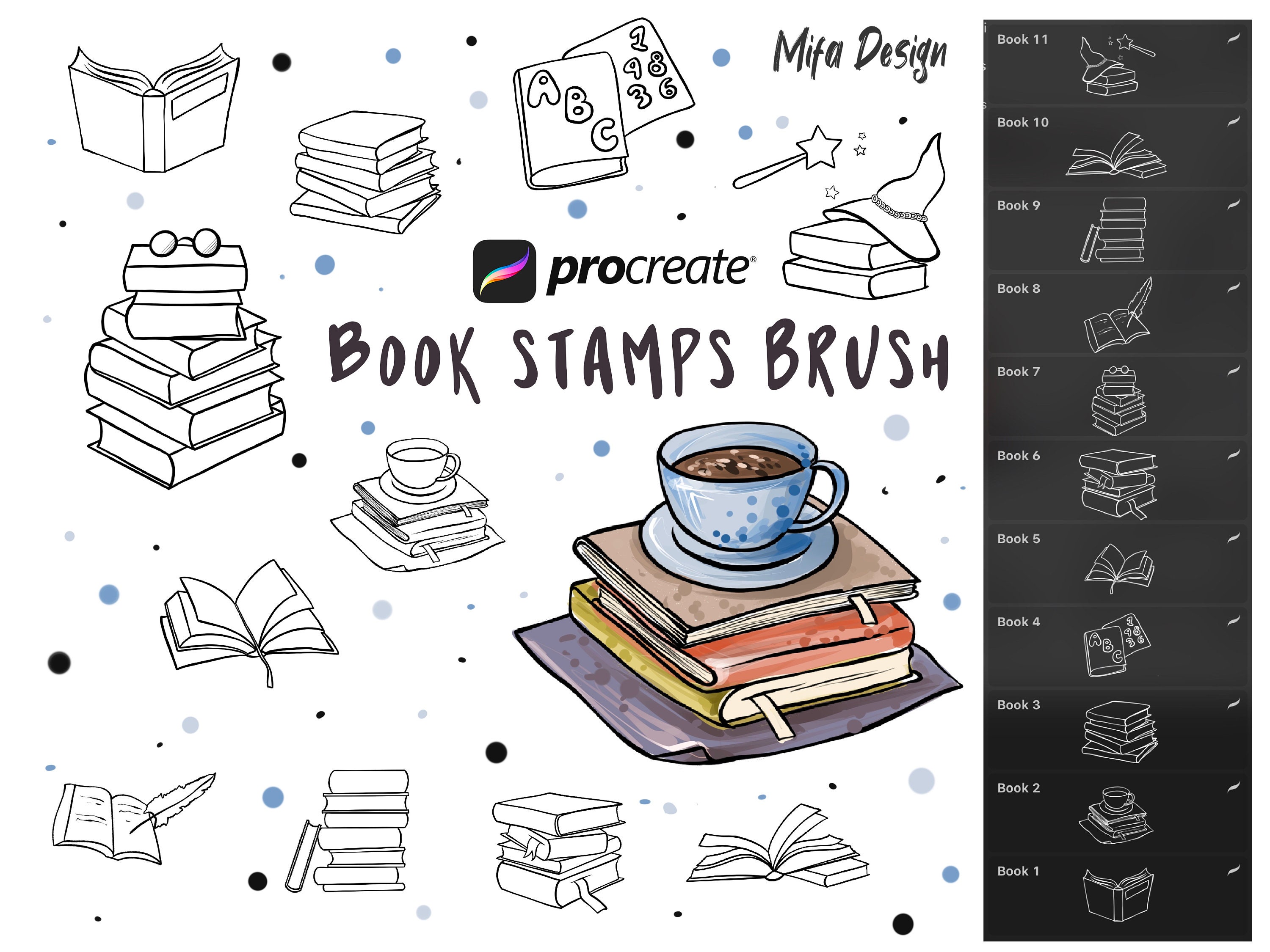 Book Set. Book Brushes Procreate Book Stamps Procreate - Etsy
