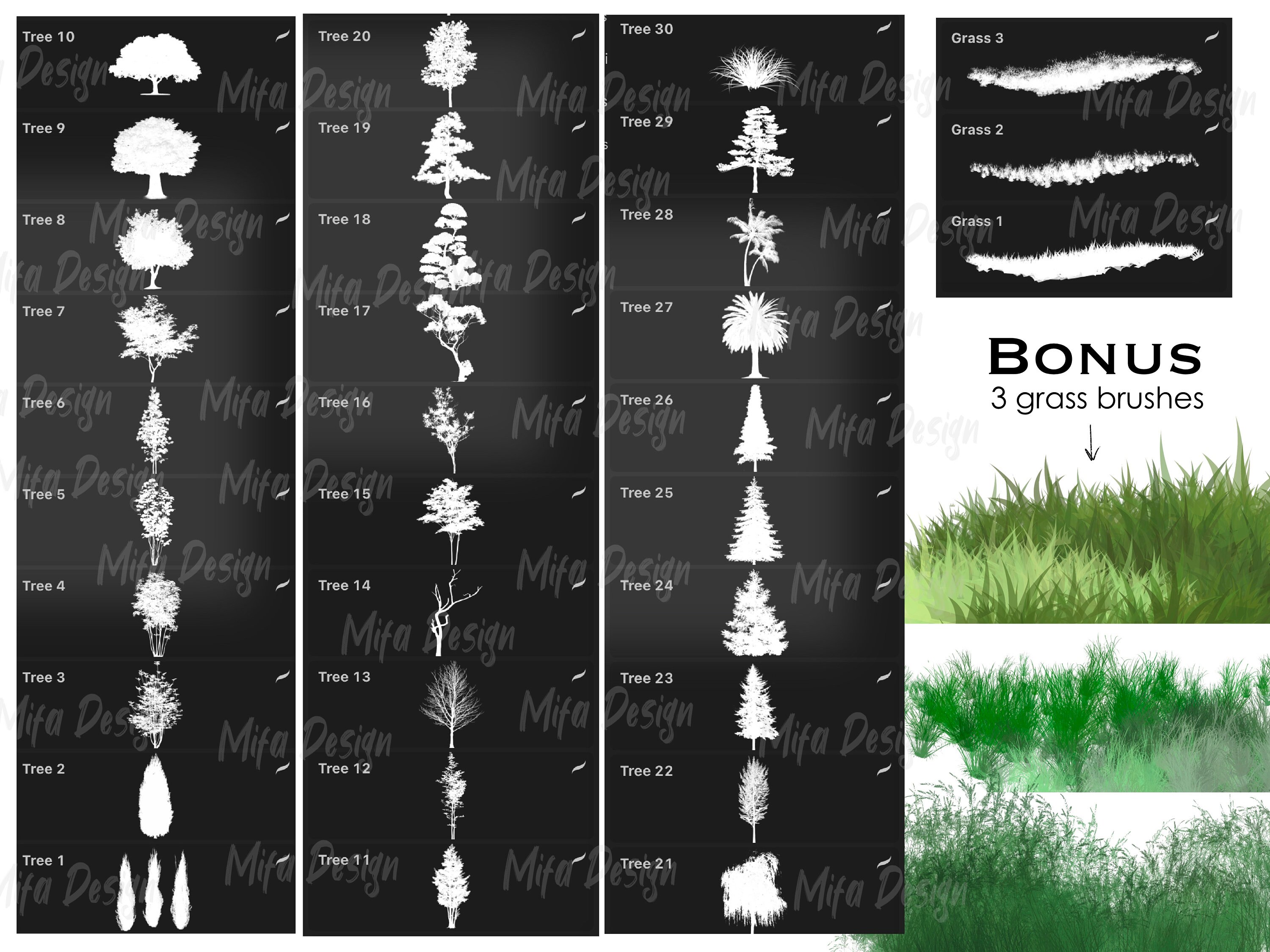 Procreate Tree Brushes Trees Stamp Set Procreate Brush Pack - Etsy