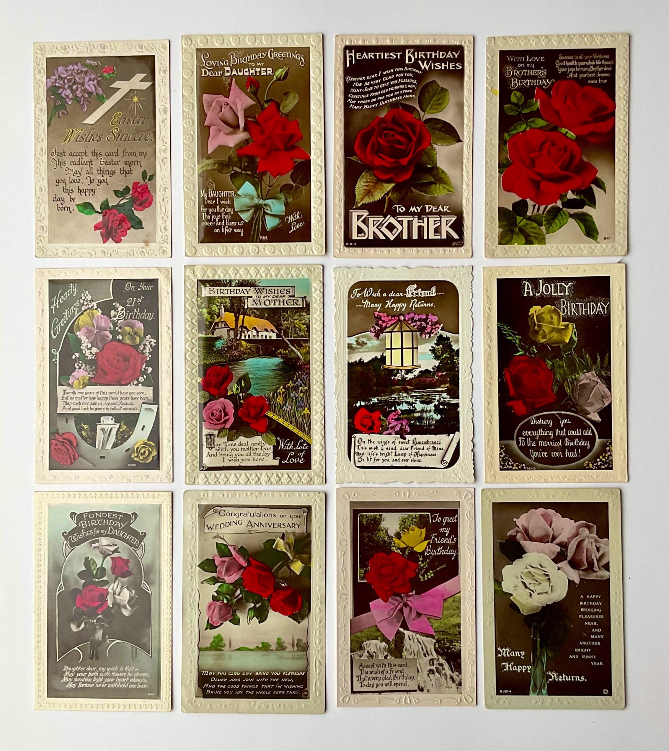 Collection of Postcards 12 Art Deco Embossed Roses Circa 1920’s - Etsy
