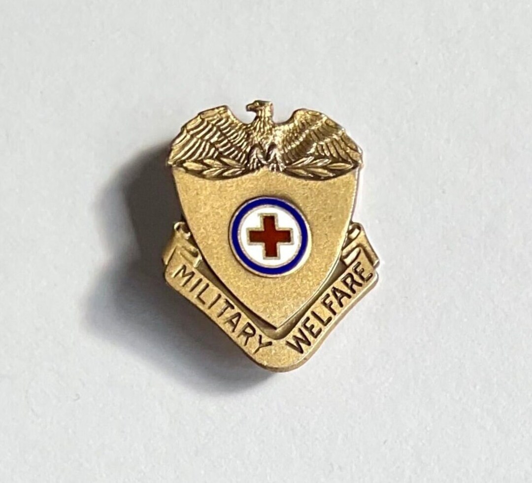 WW II U.S. Military Welfare Red Cross Lapel Badge in Sterling Silver ...
