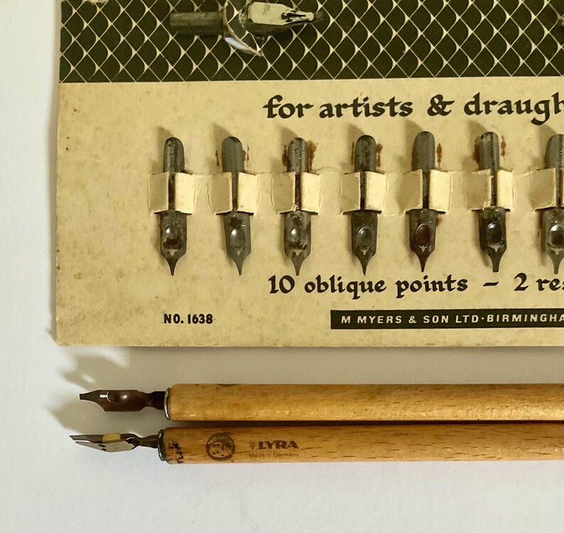 Two Antique Lyra Wooden Calligraphy Dipping Pens With Nibs - Etsy