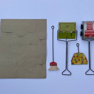 Vintage Japan Tin Toy Miniature Super Sweeper Set on Original Card ...