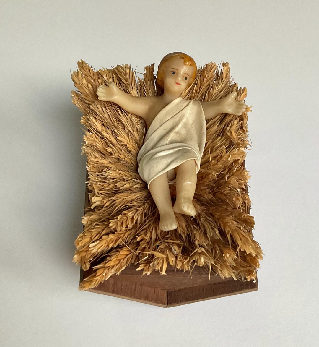 Large Vintage Devineau Wax Infant Jesus in Straw Crib Circa 1950s - Etsy