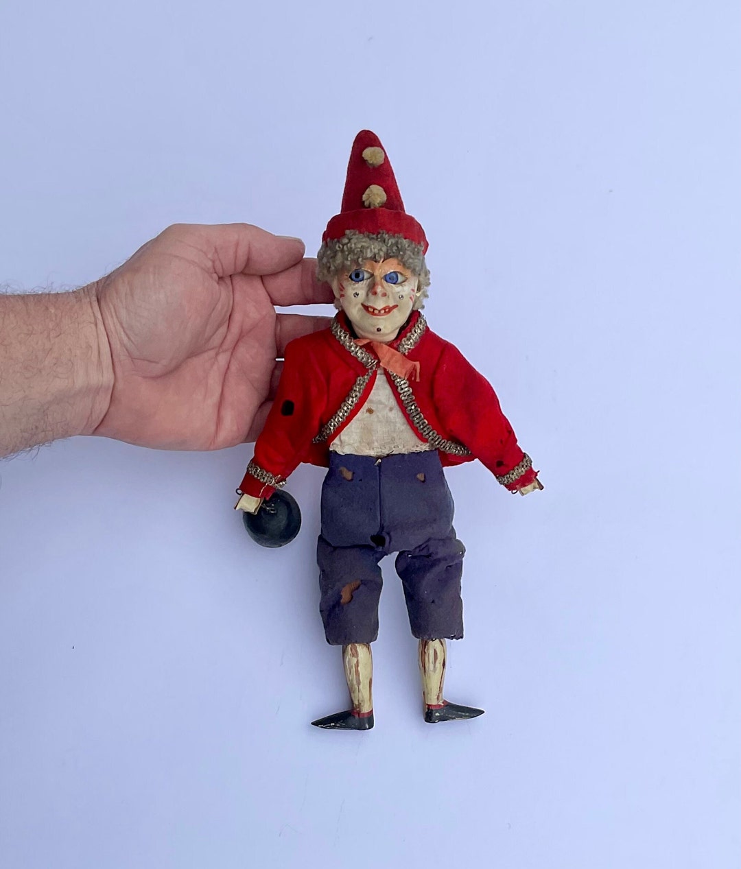 19th Century French Clown Marionette With Original Clothes Circa 1870s ...