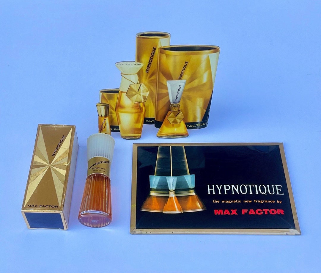 Vintage Max Factor Hypnotique Perfume Set: Advertising Signs & Bottle ...