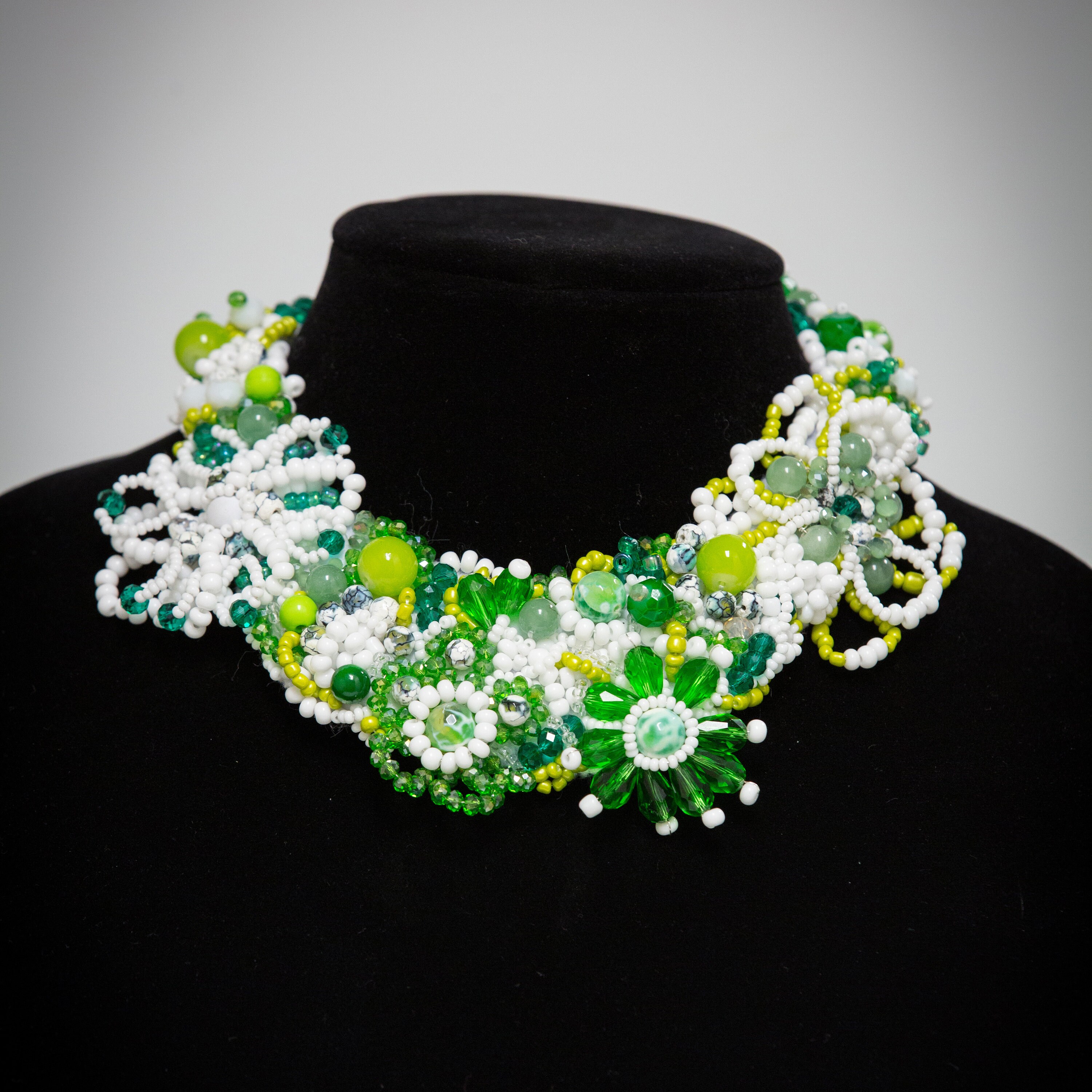 Collier unique vert et blanc - Etsy France