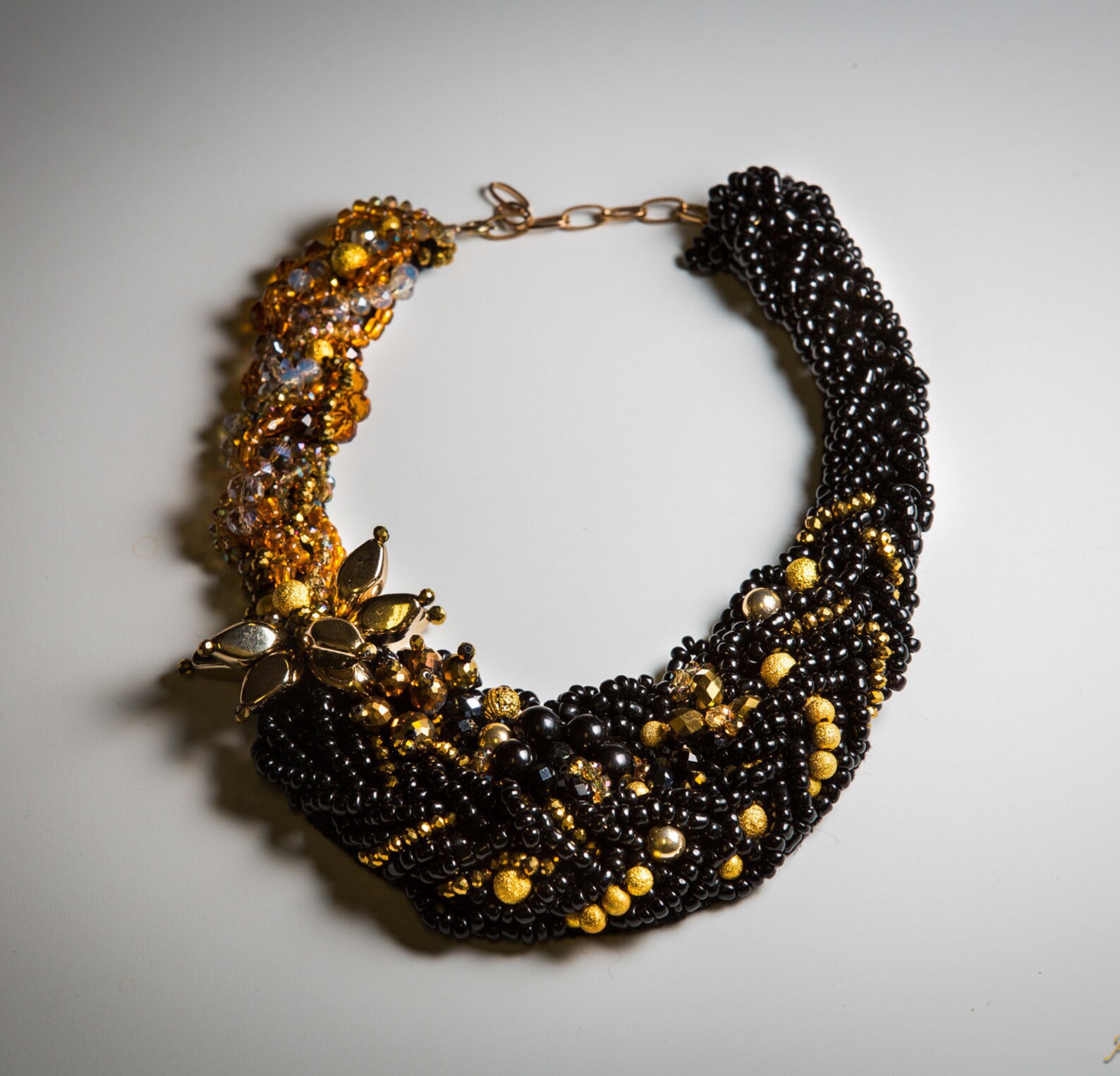 Black Ang Gold Statement Unique Necklace - Etsy