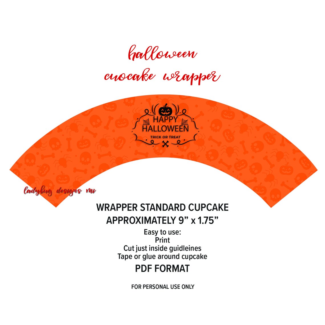 Halloween Cupcake Wrappers Printable Instant Download Pdf - Etsy