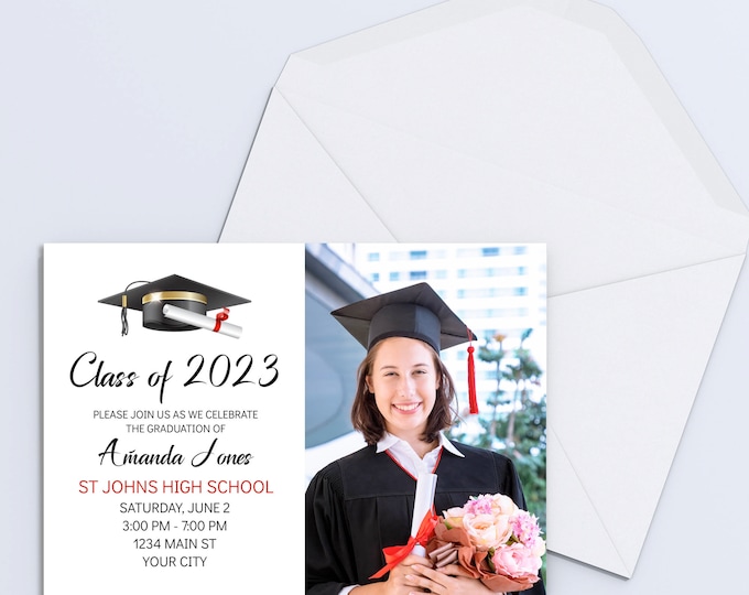 Graduation Party Invitation With Graduation Cap and Tassel, Simple ...