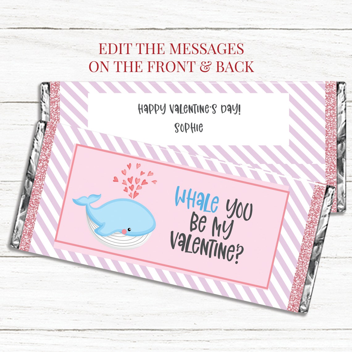 Kids Valentines Candy Bar Wrappers, Chocolate Bar, Classroom Candy Bar ...