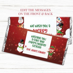 Christmas Candy Bar Wrappers for Hershey, Stocking Stuffer, Editable ...