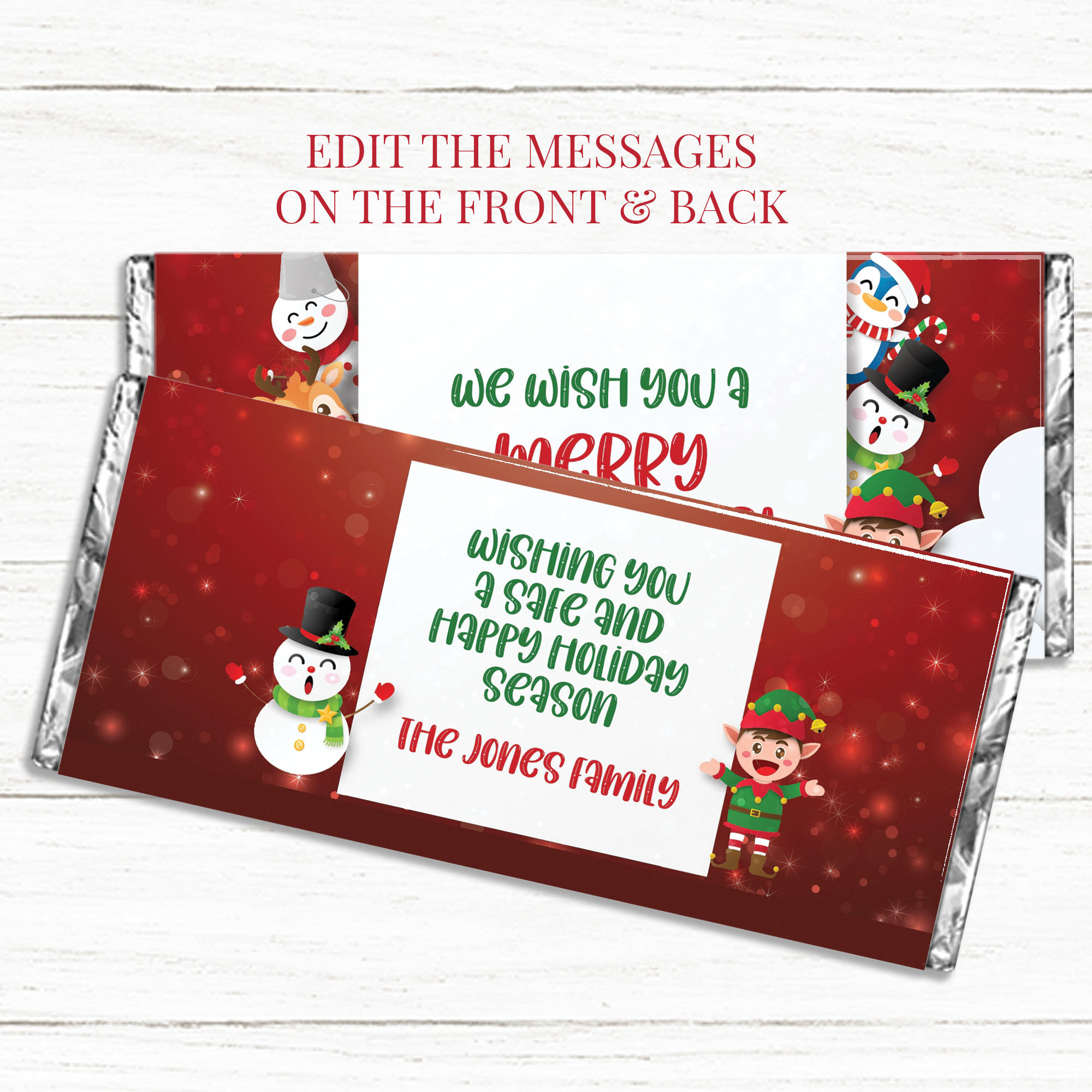 Christmas Candy Bar Wrappers for Hershey, Stocking Stuffer, Editable ...
