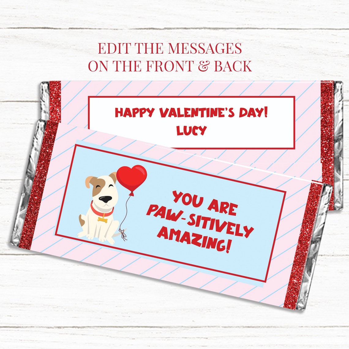 Valentine Day Candy Bar Wrapper, Personalized Valentines Day Candy ...