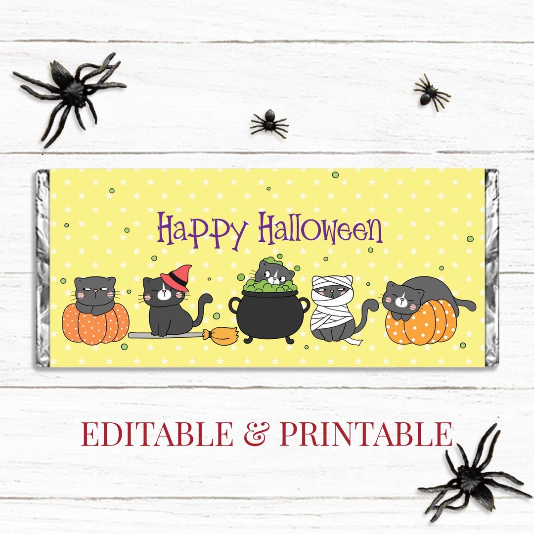 Halloween Cats, Halloween Candy Wrapper, Halloween Party Favor ...