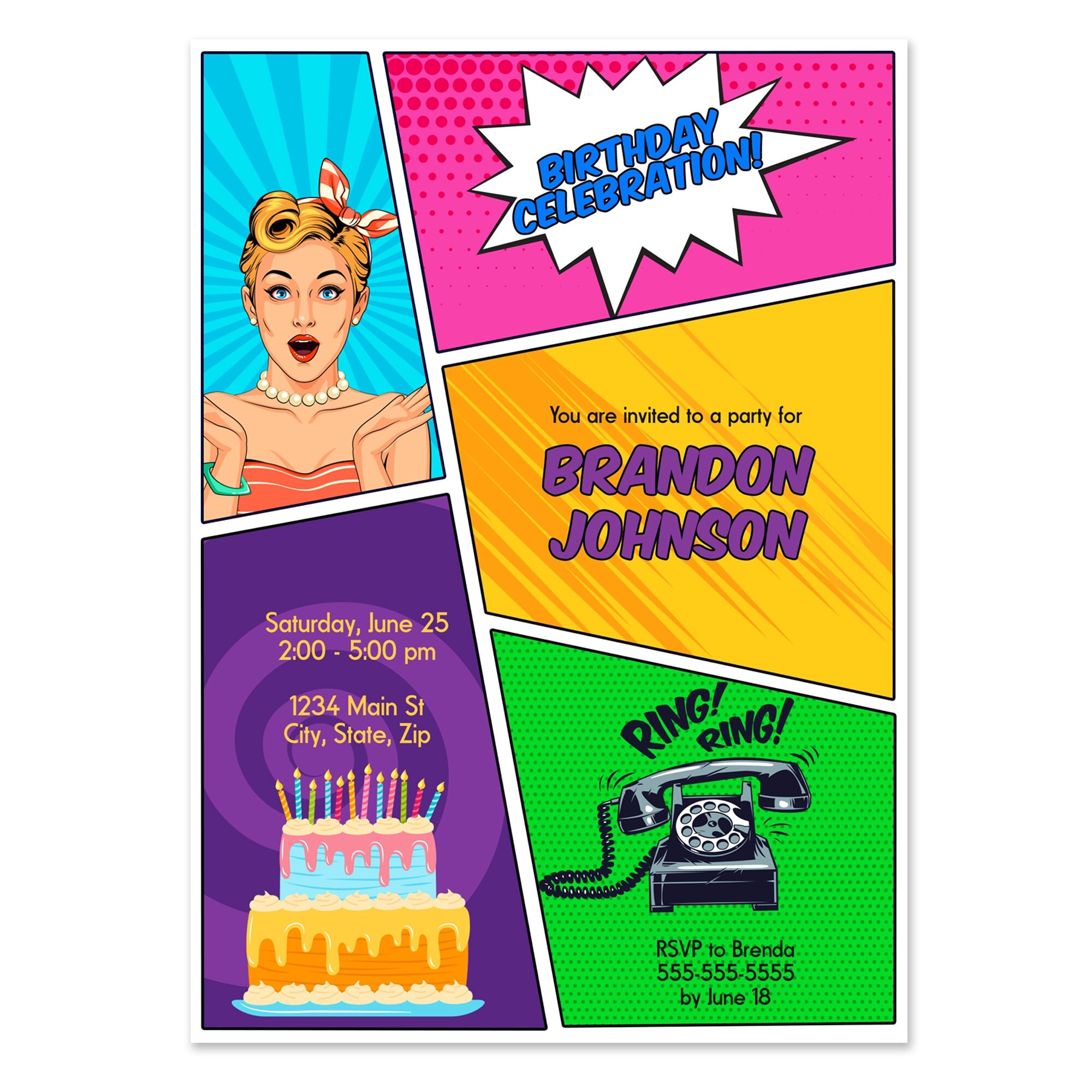 Comic Invitation Pop Art Invitation Colorful Birthday Invitaton Comicon ...