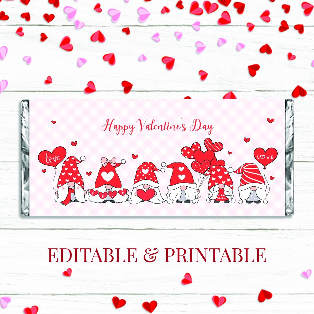 Gnomes Valentine, Valentine's Candy Bar Wrappers, Gnome Holiday ...
