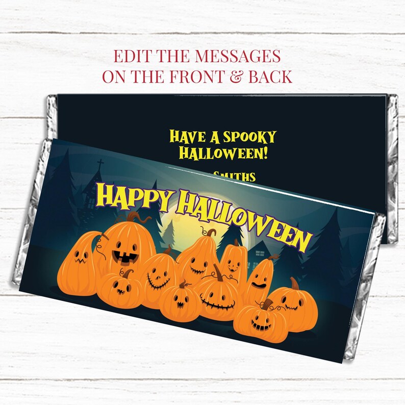 Halloween Candy Bar Wrappers, Hershey Bar Wrappers, Trick or Treat ...
