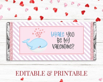 Kids Valentines Candy Bar Wrappers, Hershey Chocolate Bar, Classroom ...
