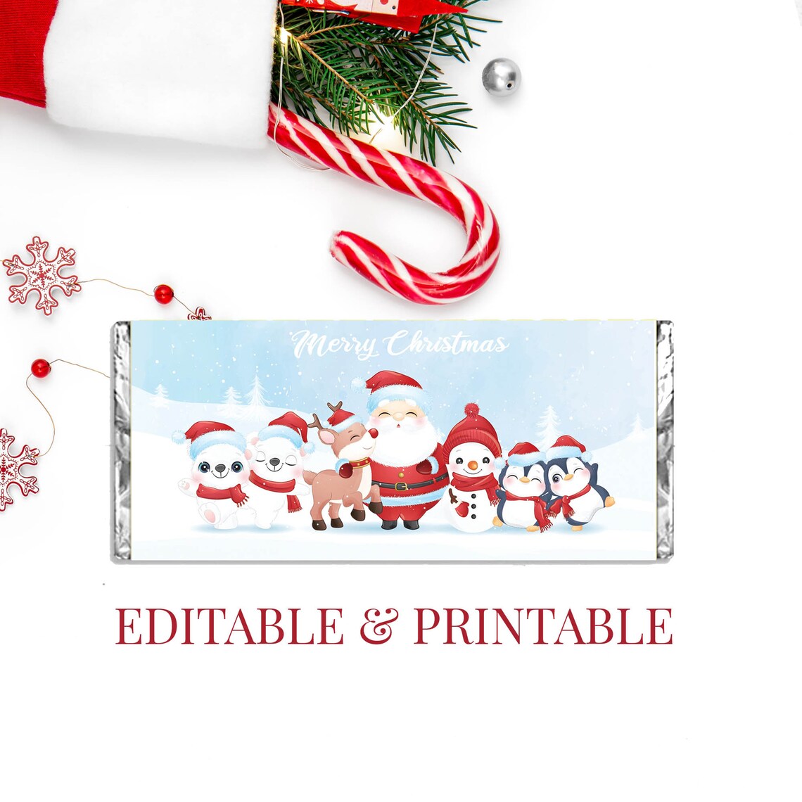 Christmas Candy Bar Wrapper, Santa Candy Bar Wrapper, Christmas Party ...