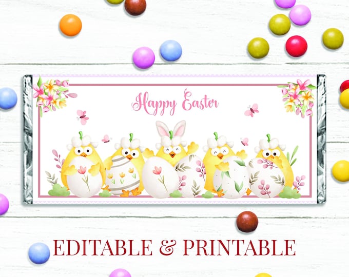 Editable Easter Candy Bar Wrapper, Spring Gnome Printable Chocolate ...