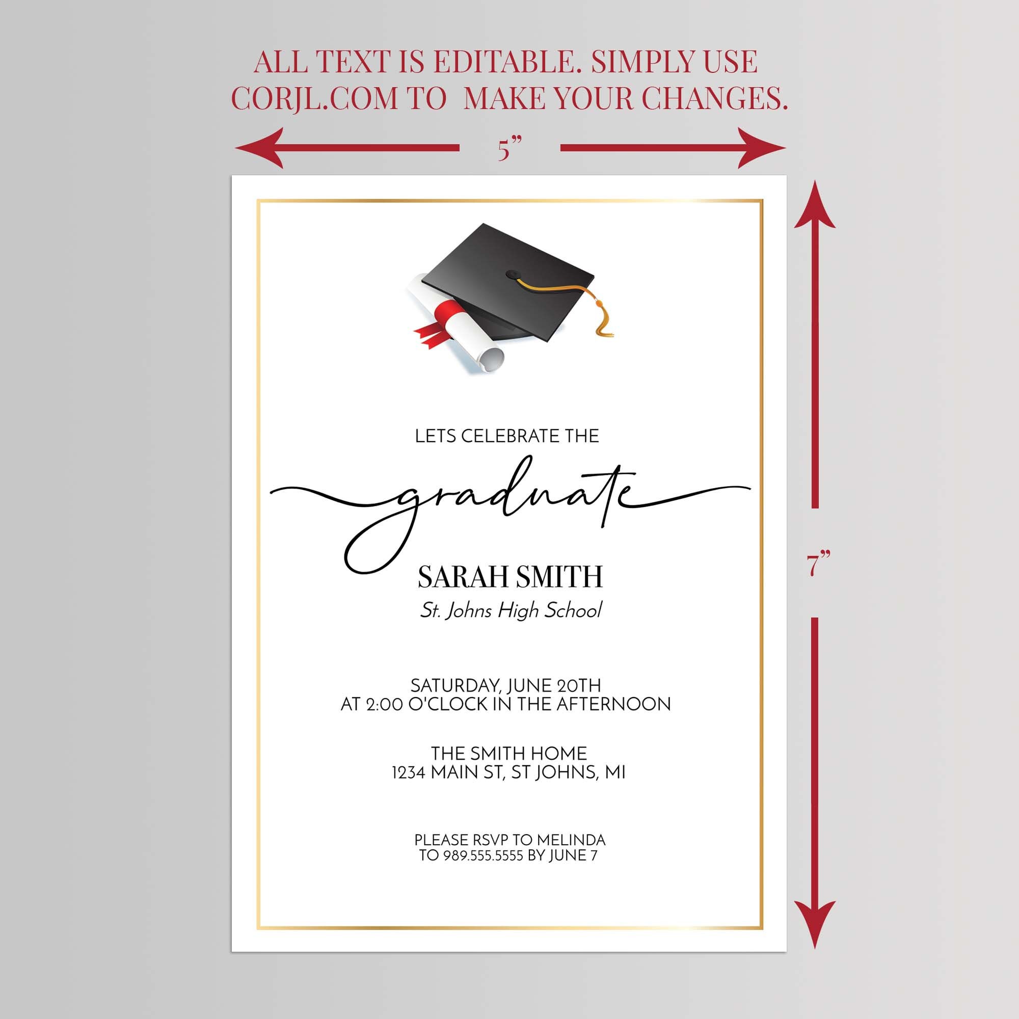 Graduation Invitation, Graduation Open House Invitation, Graduation ...
