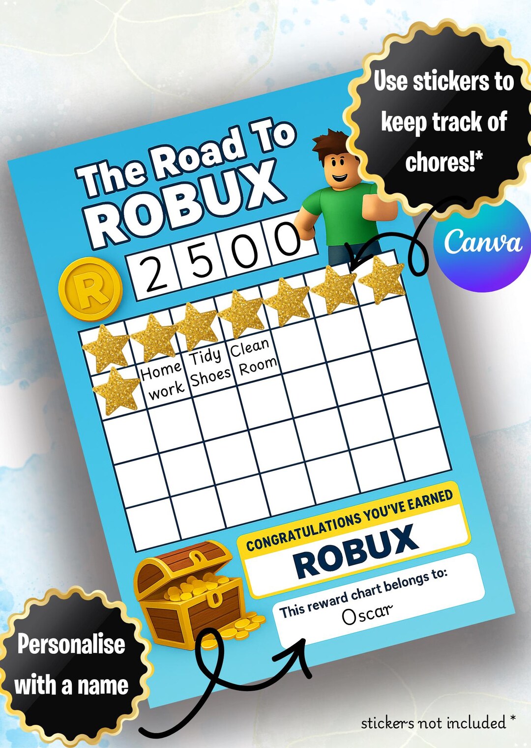 Printable Roblox Inspired Reward Chart | the Road to Robux Chore ...