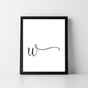 Letter W Lowercase Script | Digital Printable Art | Instant Download ...