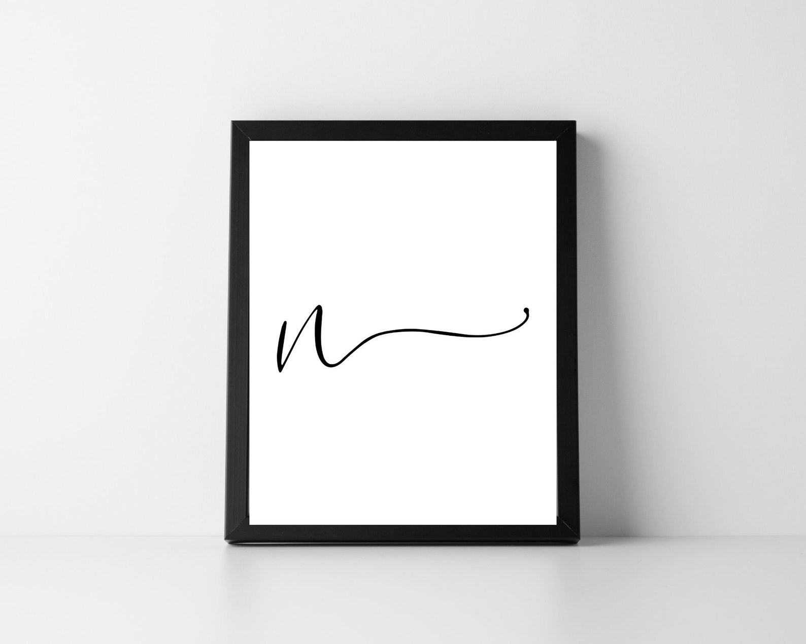 Letter N Lowercase Script | Digital Printable Art | Instant Download ...